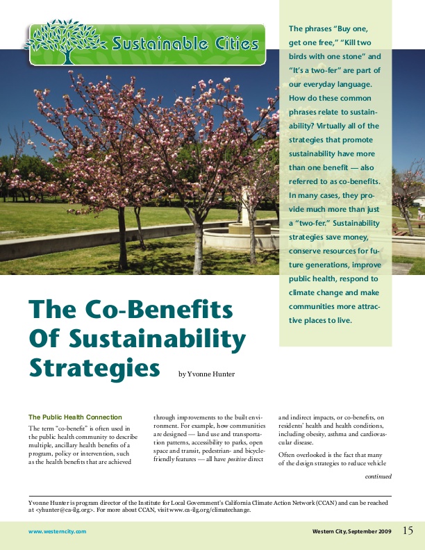 The Co-Benefits of Sustainability Strategies | icma.org