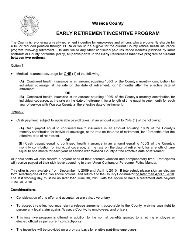Waseca County’s Early Retirement Incentive Program | icma.org