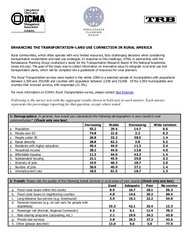 Rural Transporation in America, 2005 | icma.org