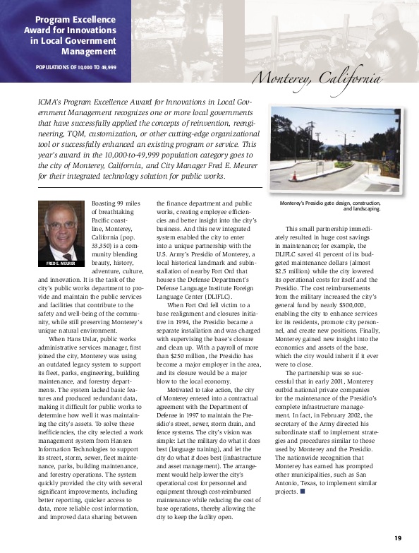 2004 Program Excellence Award for Innovations in Local Government ...