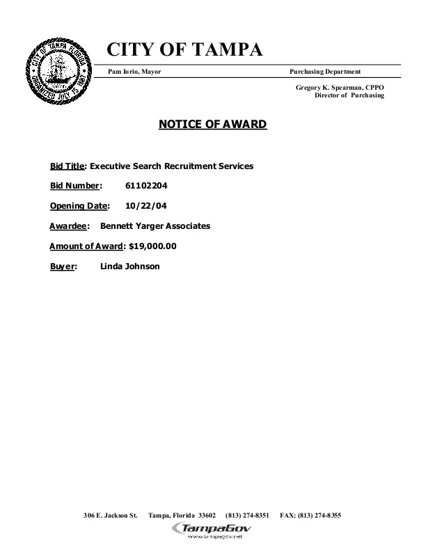 Executive Search and Recruitment Services RFP Notice of Award | icma.org