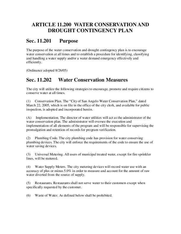 Water Conservation and Drought Contingency Plan | icma.org