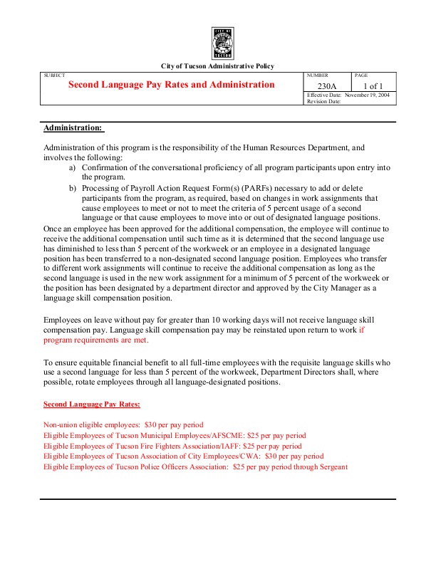 Second Language Pay Rates and Administration | icma.org
