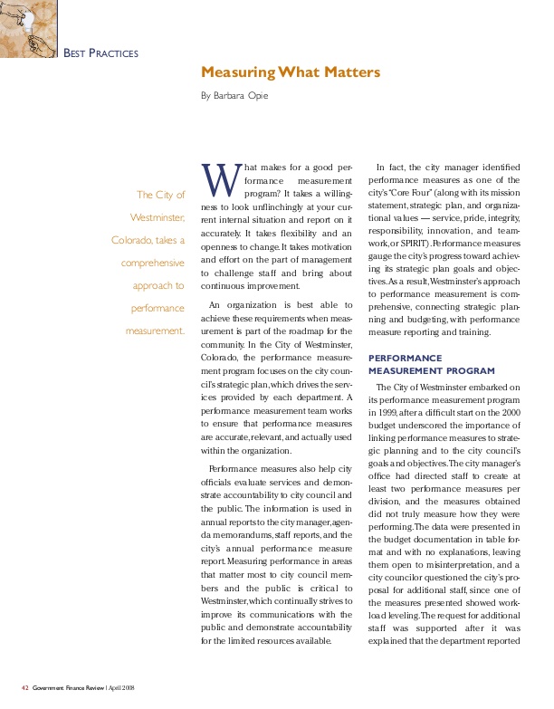 Measuring What Matters | icma.org