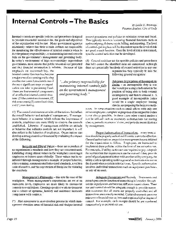 Internal Controls: The Basics | icma.org