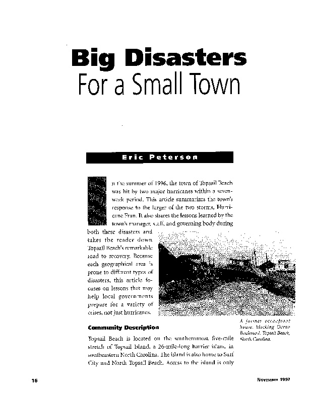Big Disasters for a Small Town | icma.org