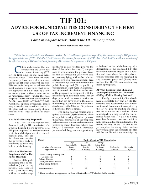 45.TIF 101 Advice for Municipalities Considering the First Use of Tax ...