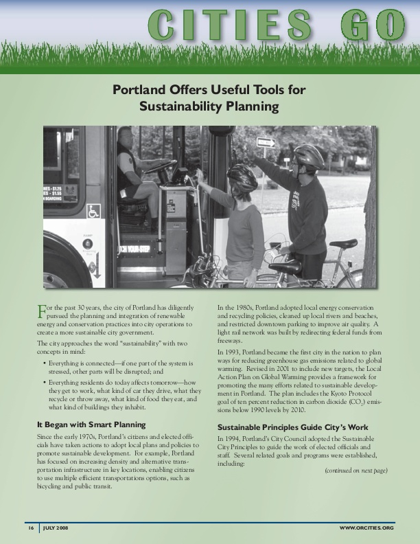 Portland Offers Useful Tools for Sustainability Planning | icma.org