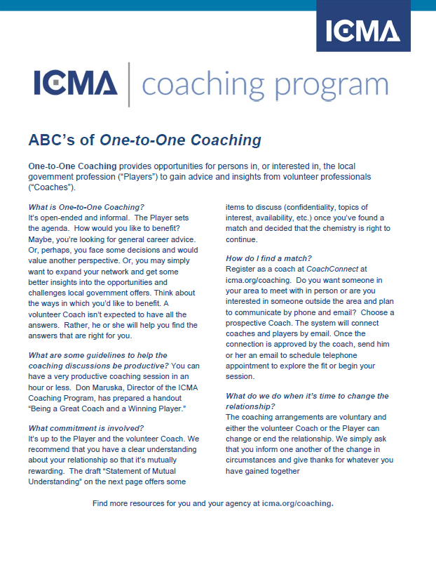 Abcs Of 1 1 Coaching Icma Org