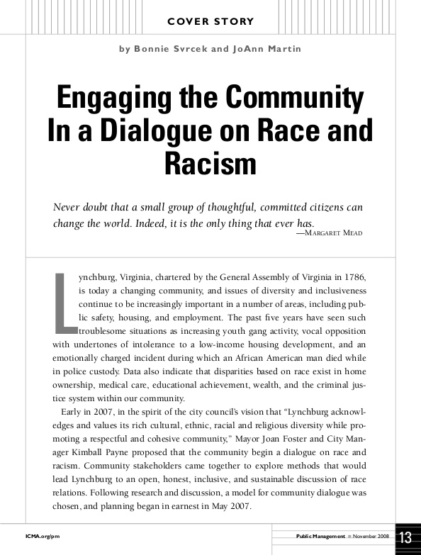 Engaging the Community in a Dialogue on Race and Racism | icma.org