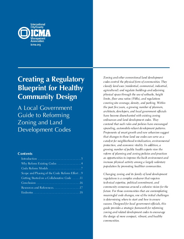 Creating a Regulatory Blueprint for Healthy Community Design | icma.org