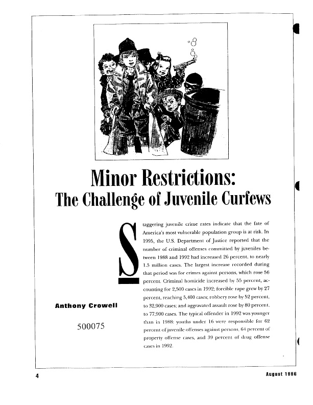 Minor Restrictions: The Challenge of Juvenile Curfews | icma.org
