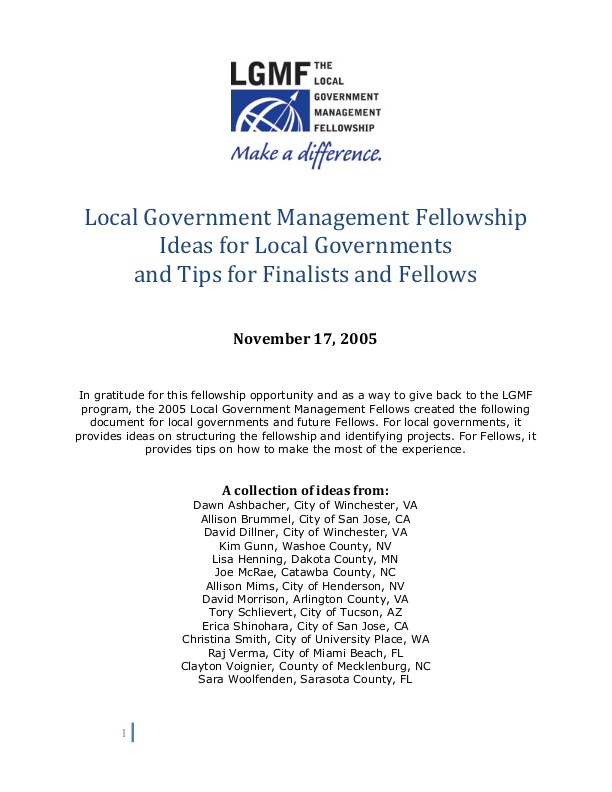 LGMF Host, Finalist, and Fellow Guide | icma.org