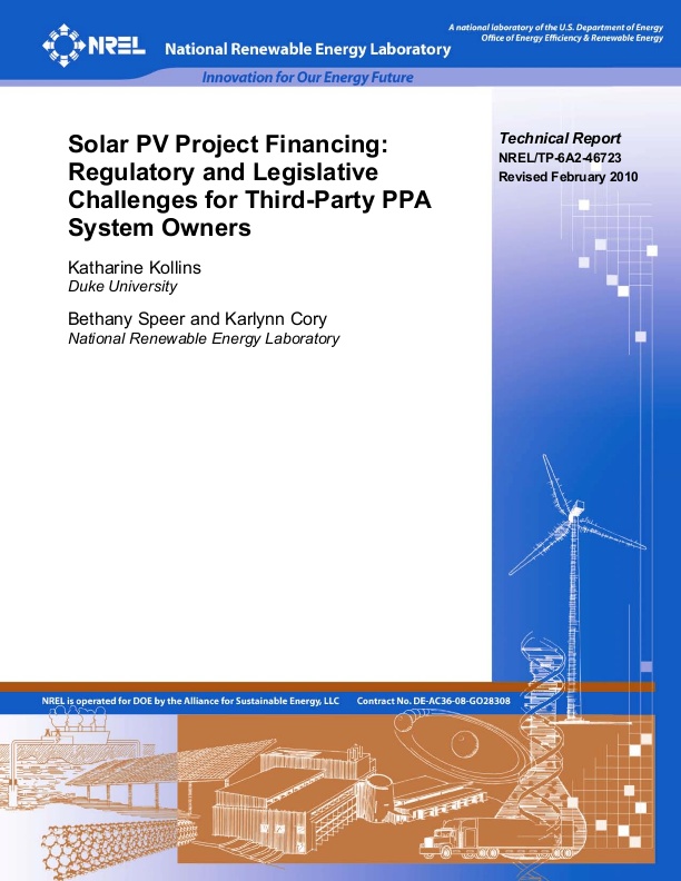 Solar PV Project Financing: Regulatory and Legislative Challenges for ...