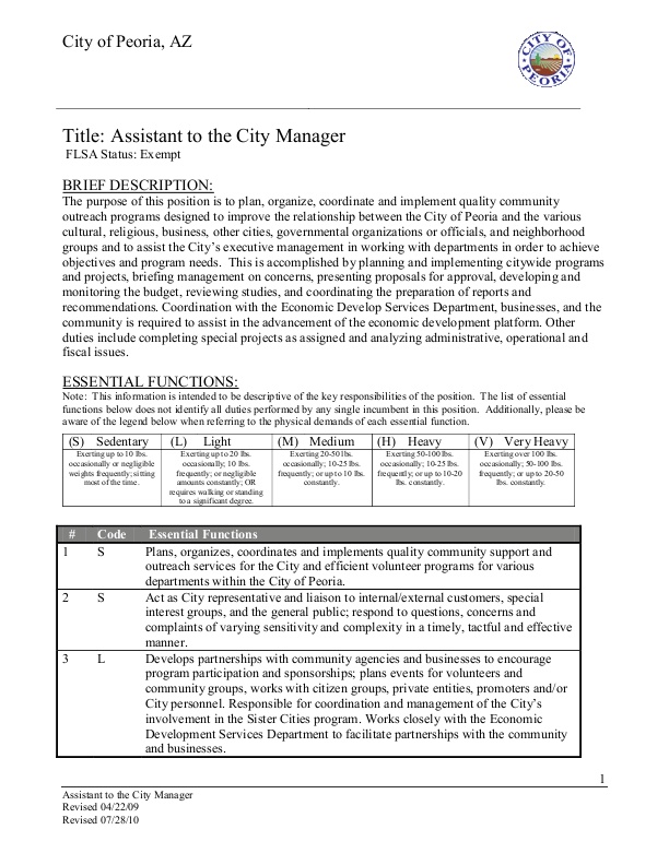 SAMPLE: Announcement for Assistant to the City Manager | icma.org