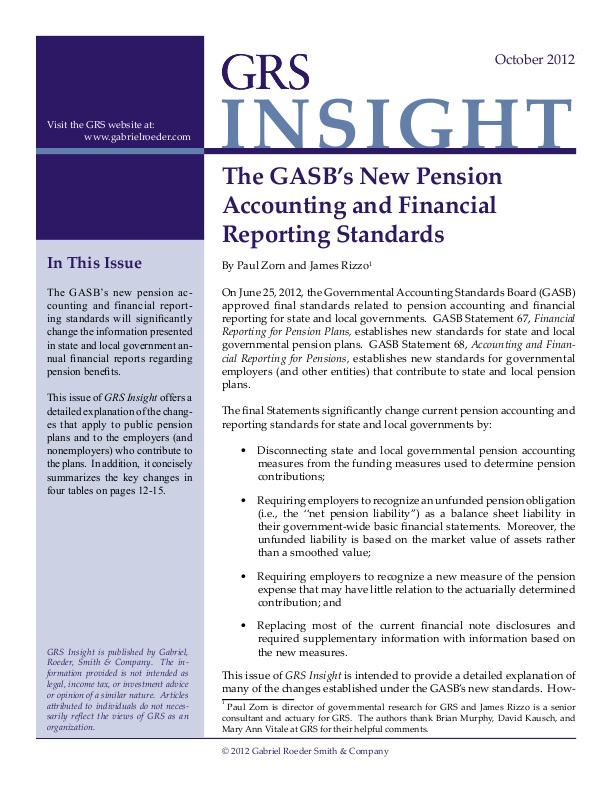 GRS Insight: The GASB’s New Pension Accounting and Financial Reporting ...