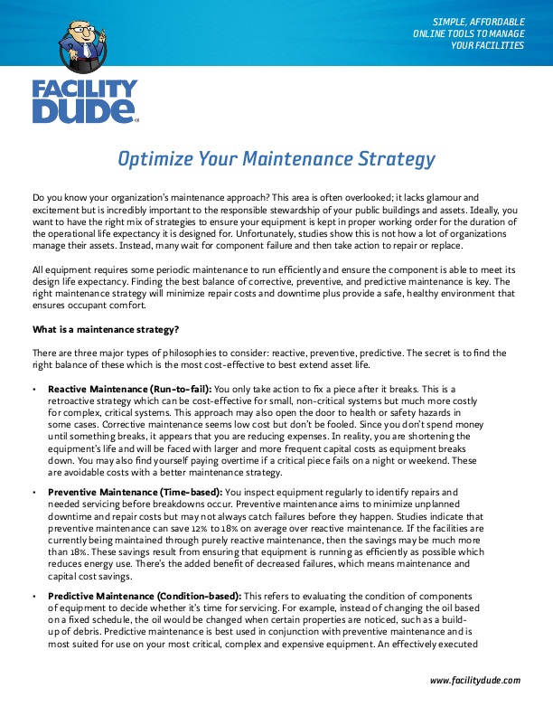 FacilityDude: Optimize Your Maintenance Strategy | icma.org