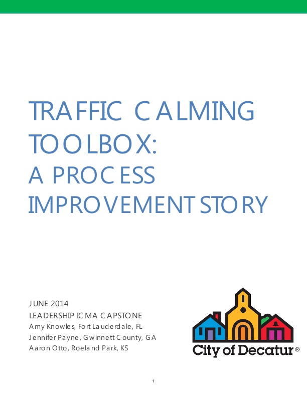 Traffic Calming toolkit Process Improvement Story - Decatur, GA | icma.org