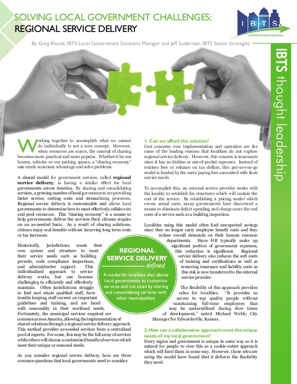 Solving Local Government Challenges: Regional Service Delivery | icma.org