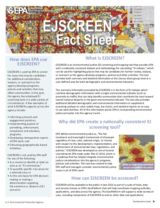 EPA EJSCREEN Fact Sheet | icma.org