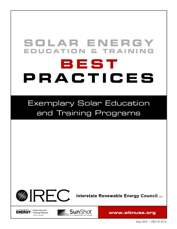 Solar Energy Education & Training Best Practices #5: Exemplary Solar ...