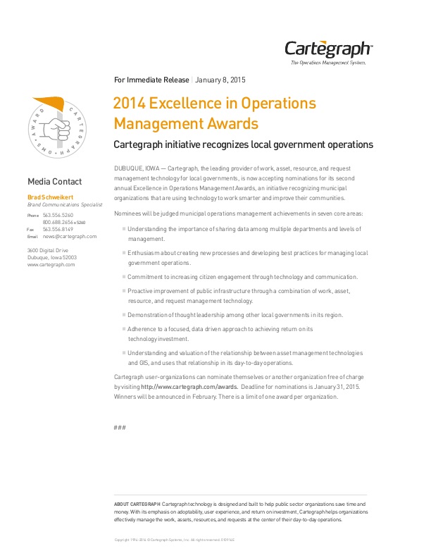 2014 Excellence in Operations Management Awards | icma.org