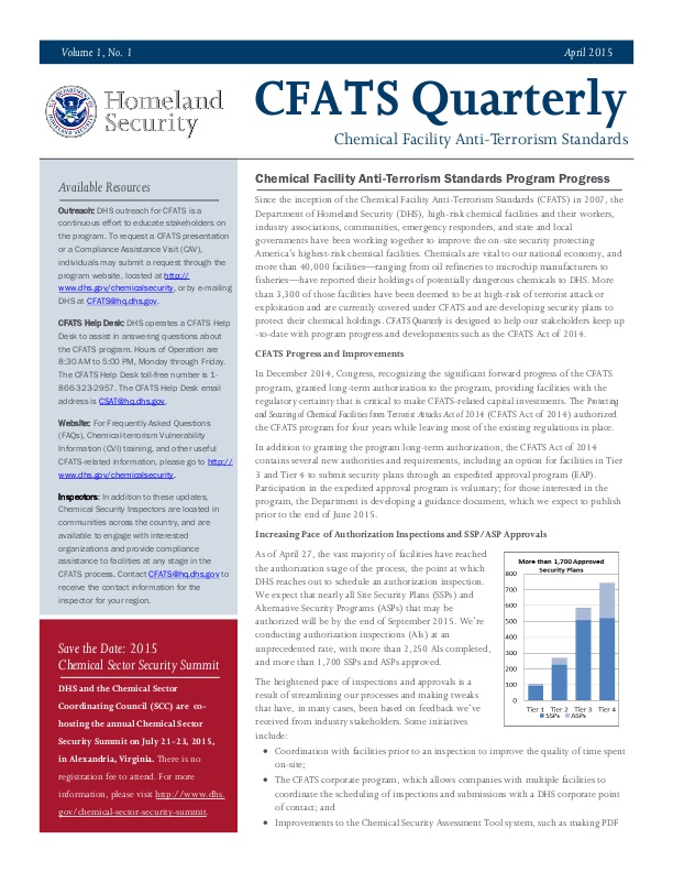 CFATS Quarterly Volume 1, No. 1 | icma.org