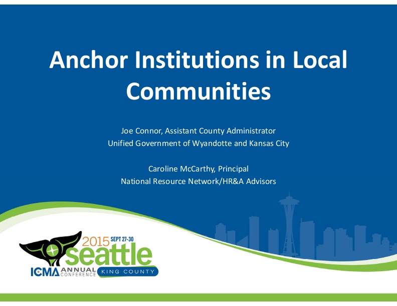 Anchor Institutions in Local Communities | icma.org