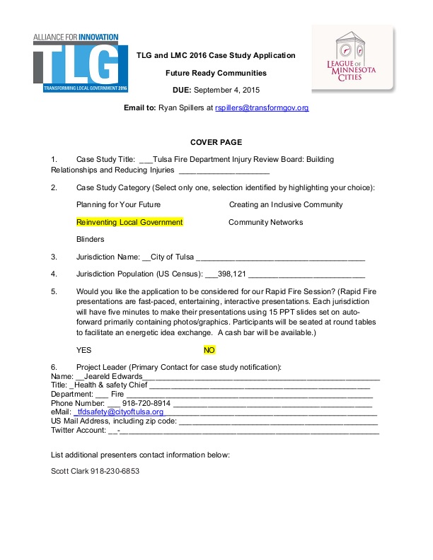 Tulsa Fire Department Injury Review Board: Building Relationships and ...