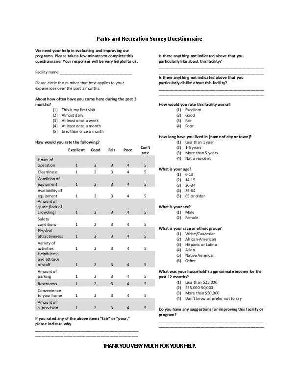 ICMA Survey Research: Park and Recreation User Survey | icma.org