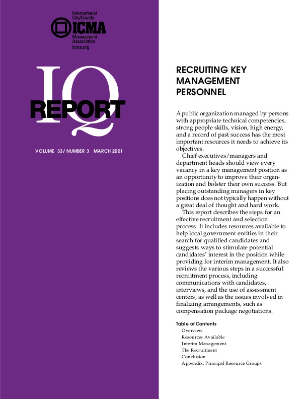 Recruiting Key Management Personnel | icma.org