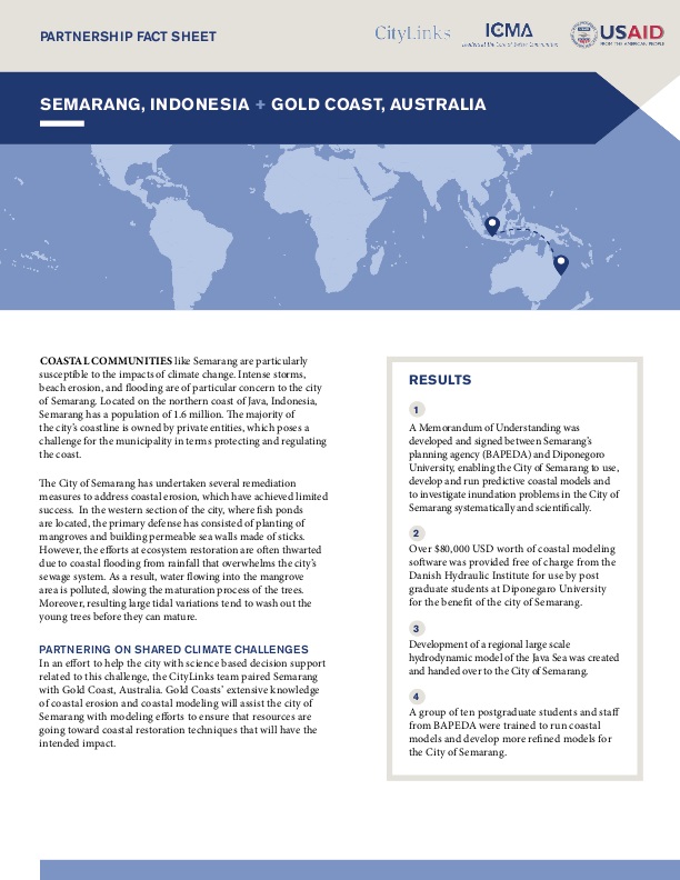 Semarang - Gold Coast Climate Change Partnership Fact Sheet | icma.org