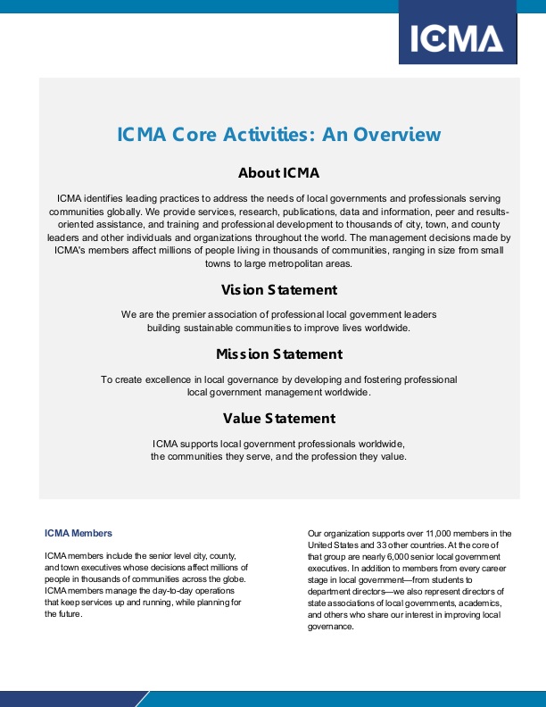 ICMA Core Activities: An Overview | icma.org