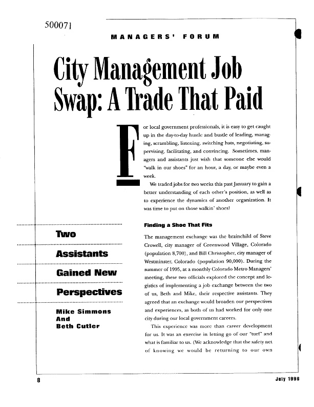 City Management Job Swap: A Trade That Paid | icma.org