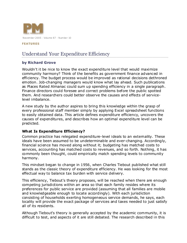 Understand Your Expenditure Efficiency | icma.org