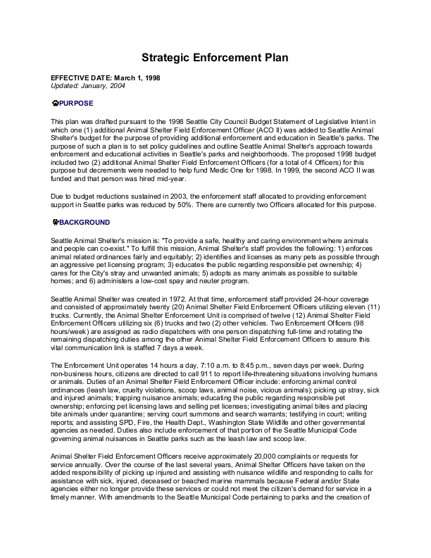 Strategic Animal Enforcement Plan | icma.org