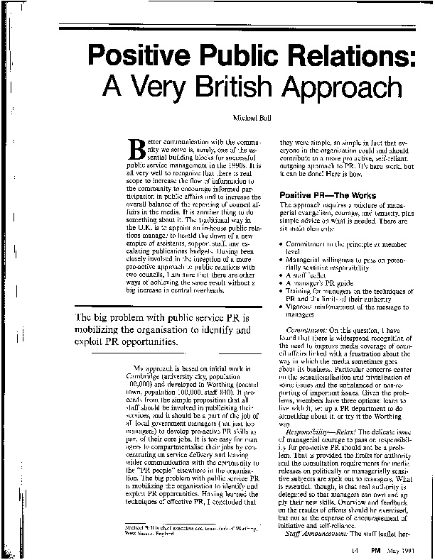 Positive Public Relations: A Very British Approach | icma.org