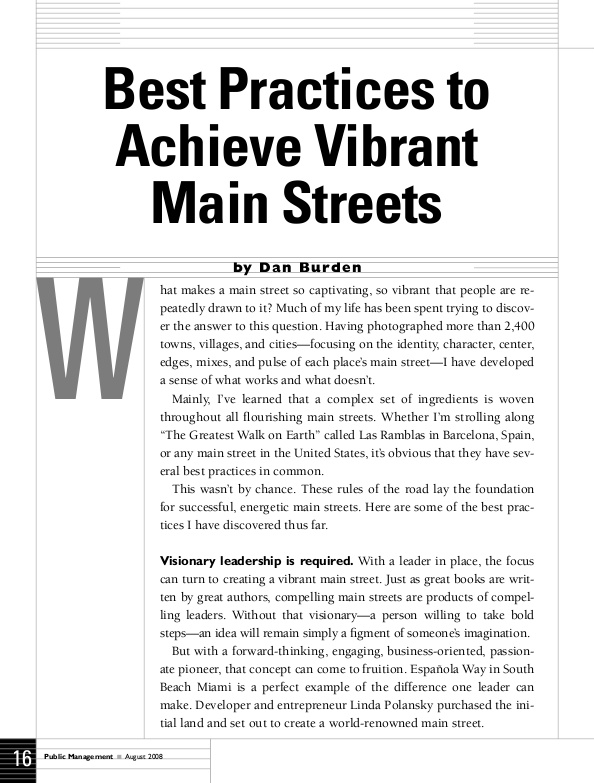 Best Practices to Acheive Vibrant Main Streets | icma.org Best Practices to Acheive Vibrant Main Streets | icma.org