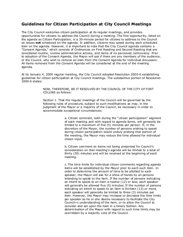 Guidelines for Citizen Participation at City Council Meetings | icma.org