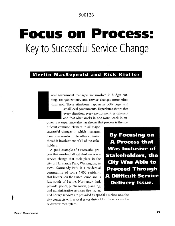 Focus on Process: Key to Successful Service Change | icma.org