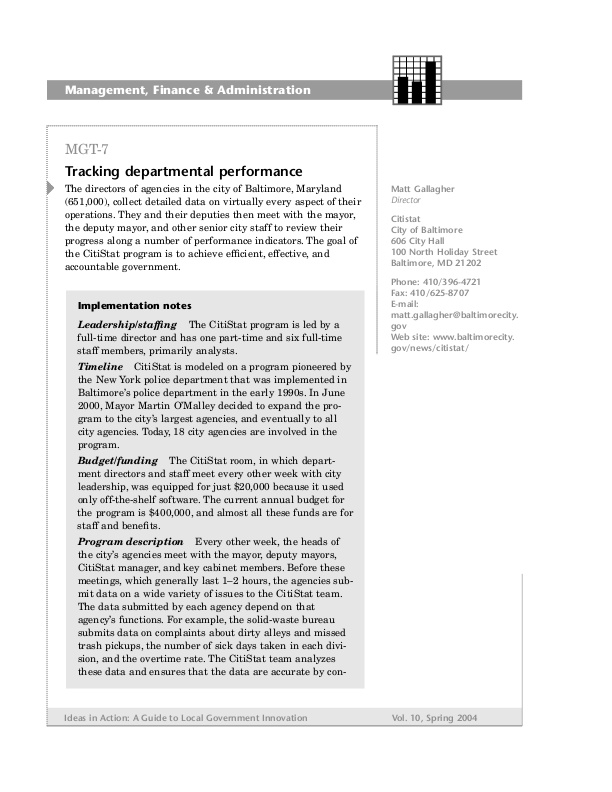 Tracking Departmental Performance | icma.org