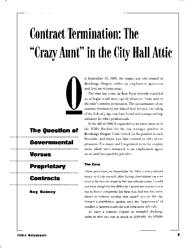 Contract Termination: The "Crazy Aunt" in the City Hall Attic | icma.org