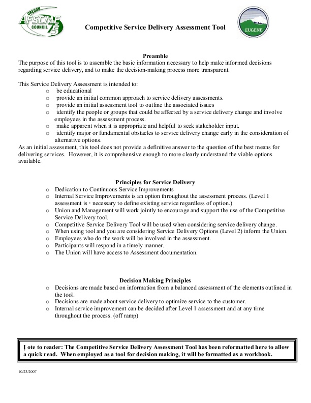 Competitive Service Delivery Assessment Tool | icma.org