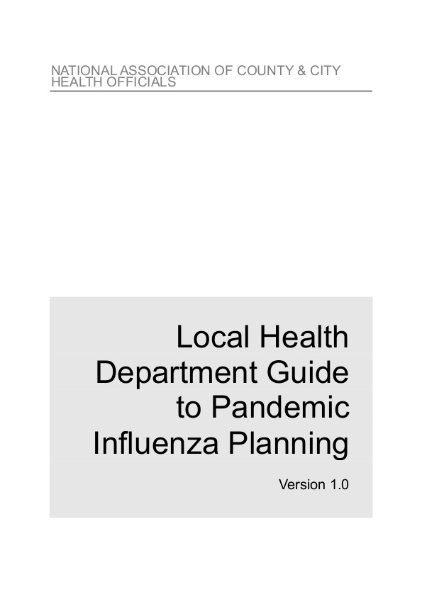 Local Health Department Guide to Pandemic Influenza Planning | icma.org