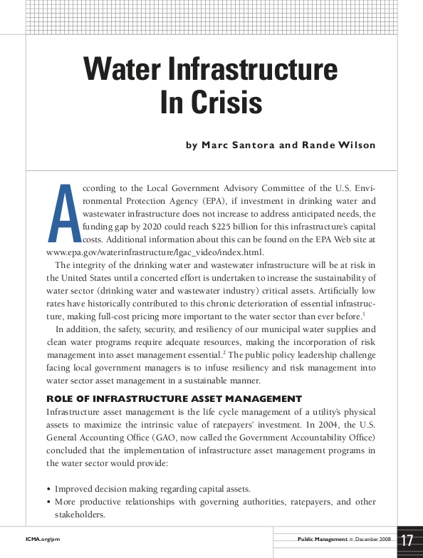 Water Infrastructure in Crisis | icma.org