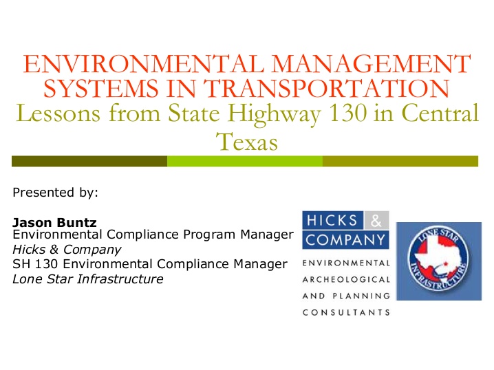 Austin EMS Workshop- Lone Star Infrastructure presentation | icma.org