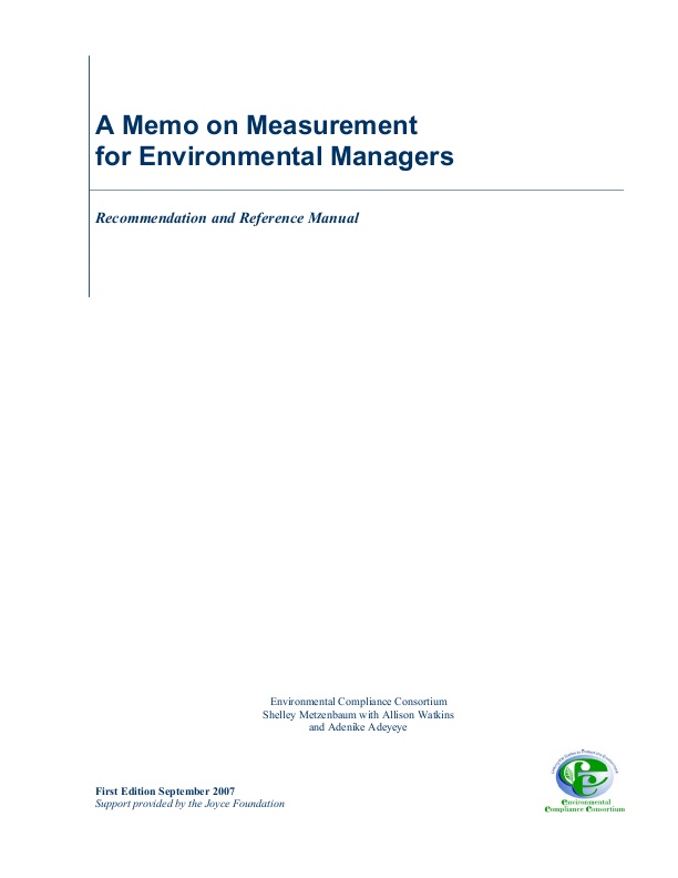 A Memo on Measurement for Environmental Managers | icma.org