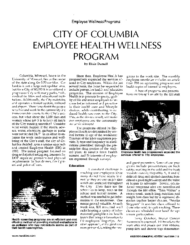 City of Columbia Employee Health Wellness Program | icma.org City of Columbia Employee Health Wellness Program | icma.org