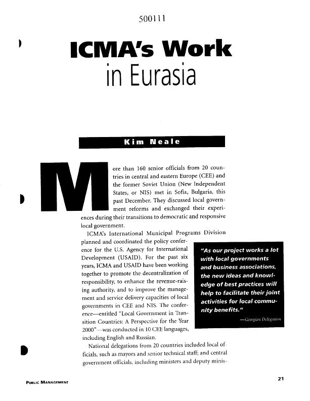 ICMA's Work in Eurasia | icma.org