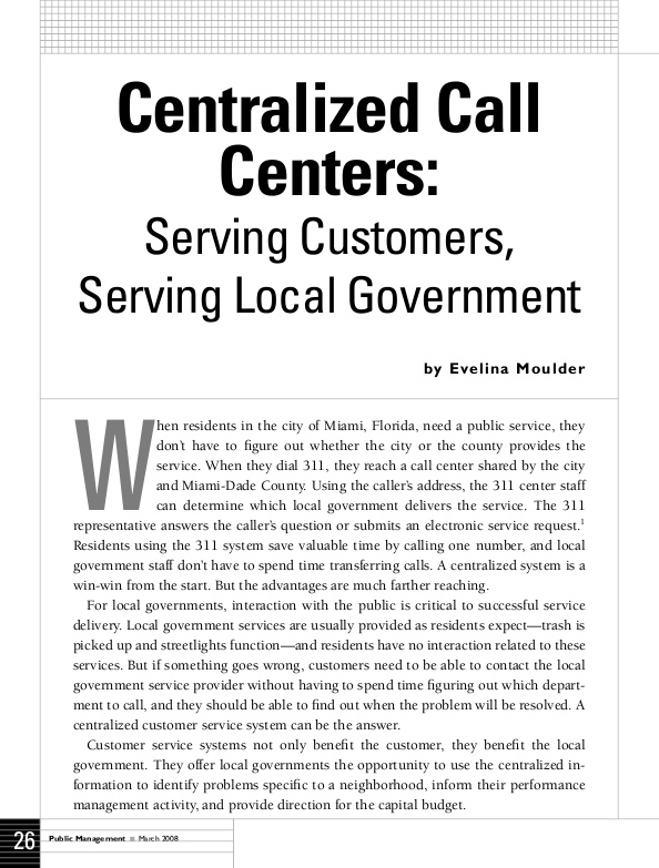 Centralized Call Center Serving Customers, Serving Local Governments ...